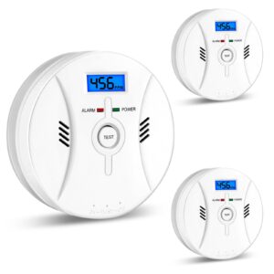 3-pack carbon monoxide detectors，smoke detector，2 in 1 co & smoke alarm，smoke combination co alarm,fire co for alarm for home and kitchen,led screen, co carbon monoxide & smoke alarm,3-pack