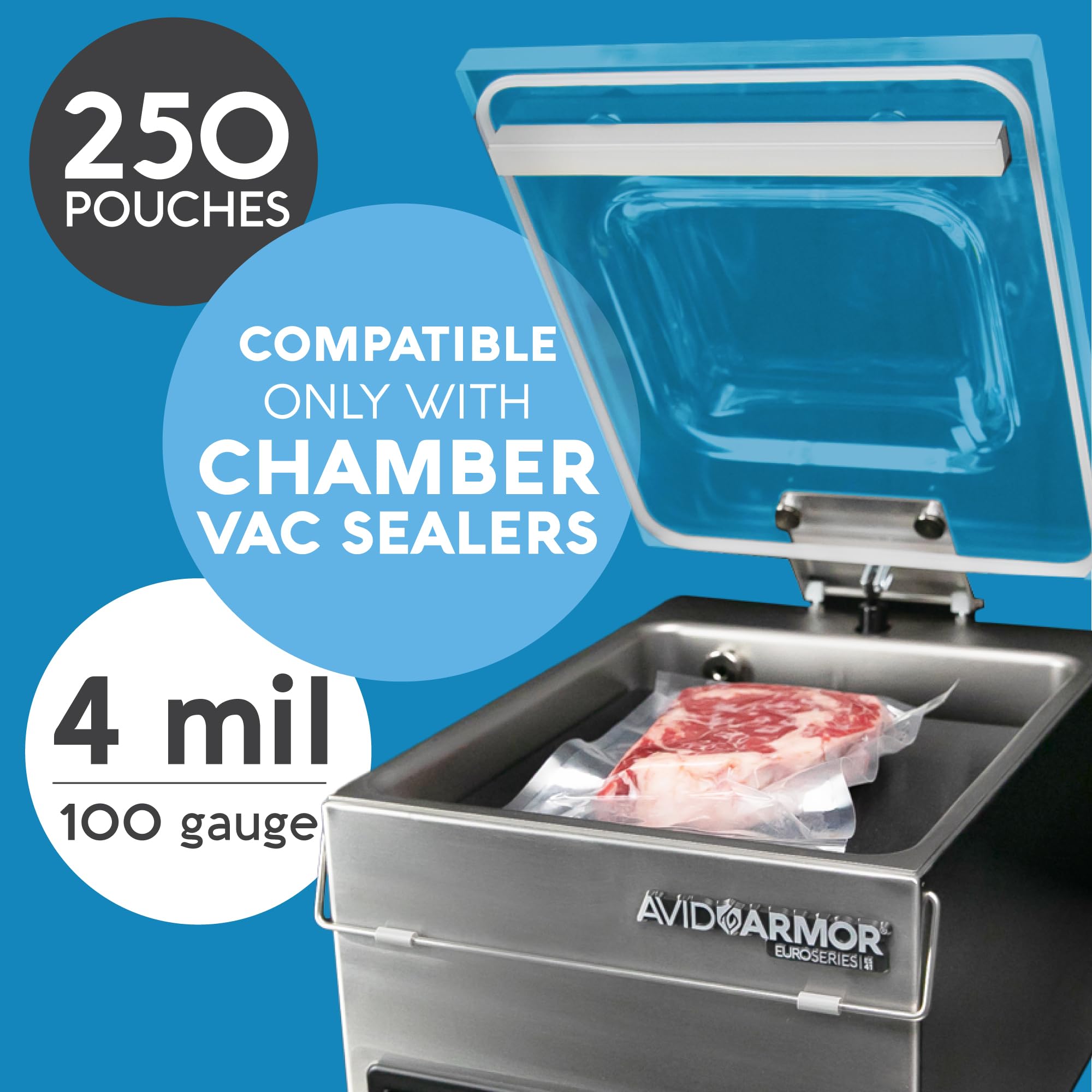 Avid Armor – Chamber Machine Pouches, Pre-Cut Chamber Vacuum Sealer Bags, Heavy Duty Seal Pouch, BPA-Free Chamber Sealer, 10x13, Pack of 250 Vacuum Chamber Pouches