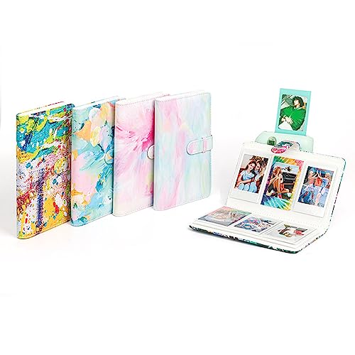 3in Photo Album, PU Leather Cover 16 Individual Pages Camera Photo Album Lock for Movie Ticket (Colorful Graffiti)