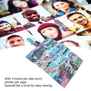 3in Photo Album, PU Leather Cover 16 Individual Pages Camera Photo Album Lock for Movie Ticket (Colorful Graffiti)