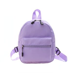 lakedream casual nylon women mini backpack fashion solid color preppy style female small travel knapsack rucksacks (style a purple)