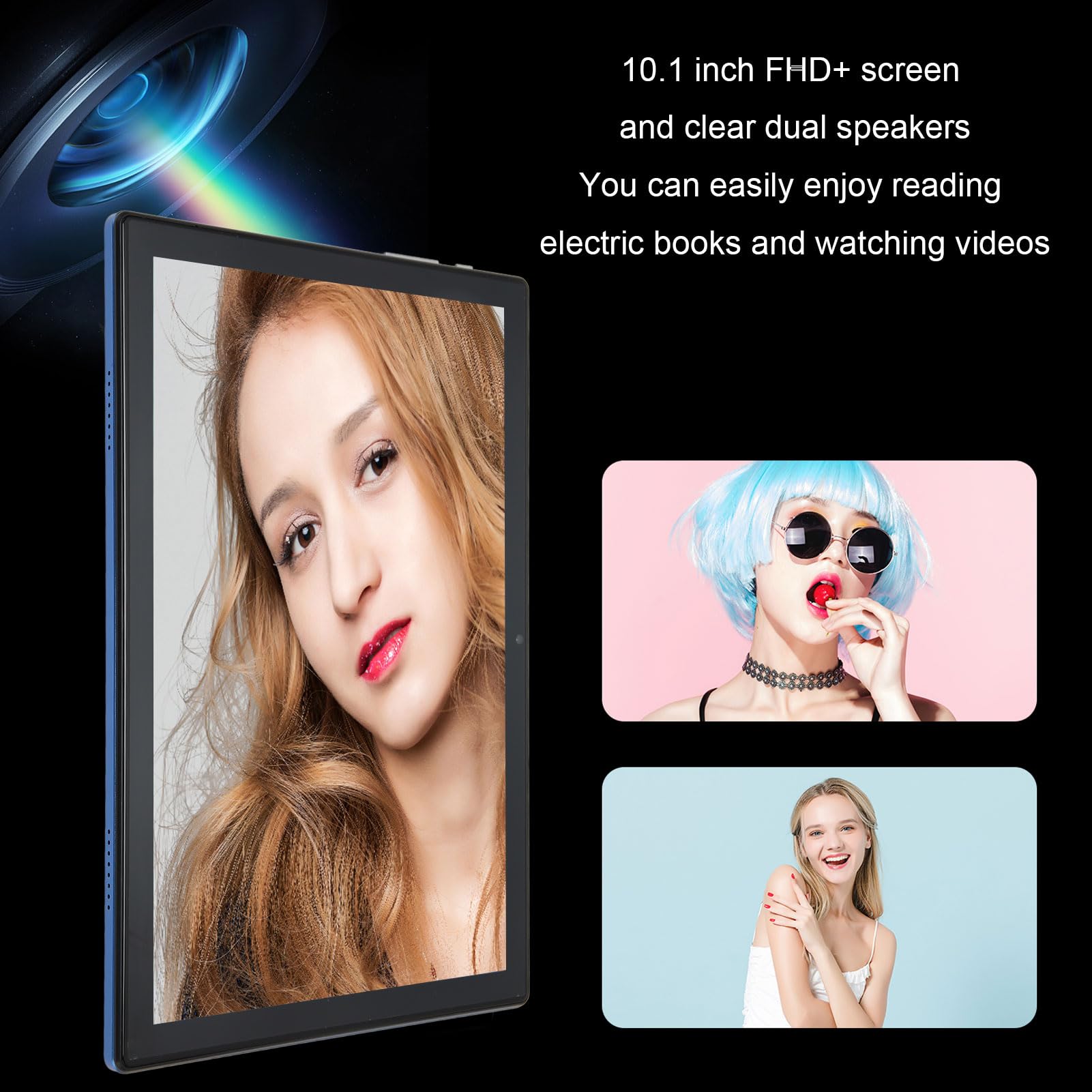 GLOGLOW 10.1 Inch Tablet, 2 in 1 Front 8MP Back 16MP Night Reading Mode Fast Charging Clear Dual Speakers Tablet PC 8 Core CPU with Keyboard for Firm for Android 12 (US Plug)