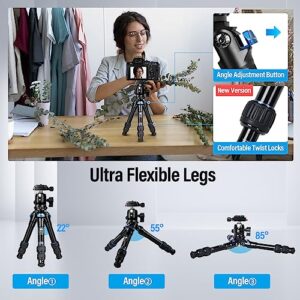 SIRUI AM203 Mini Travel Tripod with 360° B00K Ball Head, Aluminum Tabletop Tripod for Camera, Max Load 33lbs/15KG, Folded Height 11.4”, Max Height 16.7”