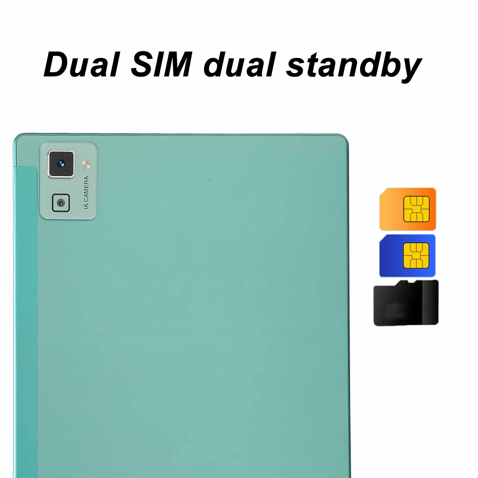 DAUERHAFT 10.1 Inch Portable Tablet US Plug 100‑240V 2.4G 5G WiFi 5000mAh FHD Tablet 8 Core CPU Dual Speakers Support Fast Charge for Work (Green)