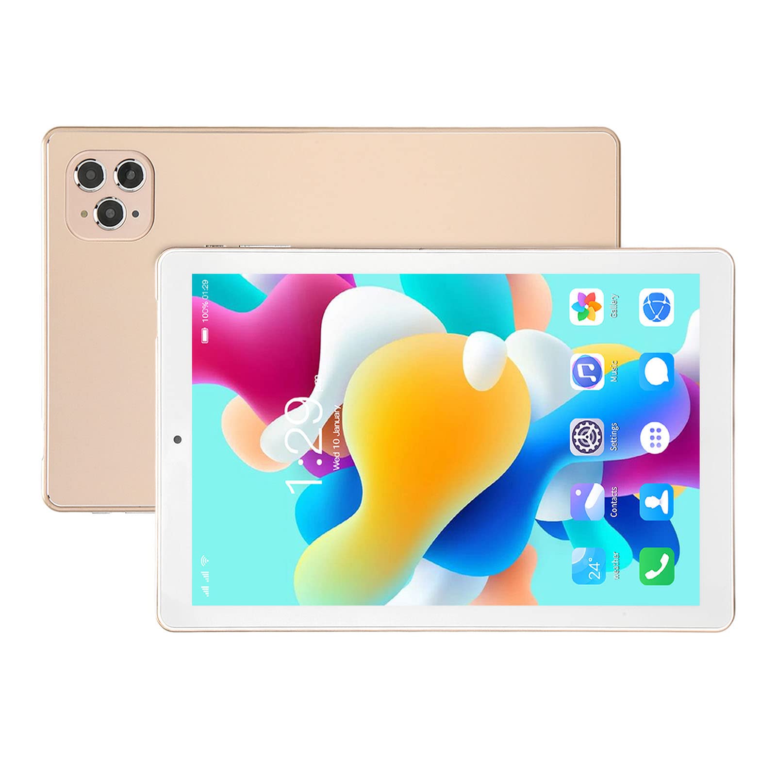 DAUERHAFT 2 in 1 Tablet, 5G Dual WiFi Highly Sensitive Stylus Octa Core Processor 4GB RAM 64GB ROM Tablet PC for Study (Gold)