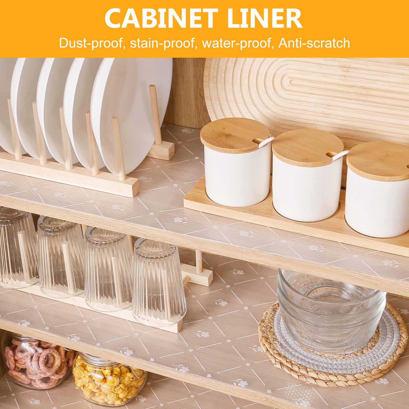 INNOLITES Shelf Liner, Non-Slip Shelf Liners for Kitchen Cabinets, Waterproof Non-Adhesive Kitchen Drawer Liner, Durable EVA Cabinet Liners for Shelves, Refrigerator, Cupboard, Storage