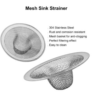 6-Pack Bathroom Mesh Sink Drain Strainer - 2.12" Top / 1" Small Stainless Steel Hair Basket Catcher for Bathroom Sink, Lavatory, Balcony, Utility, RV, Floor Drain