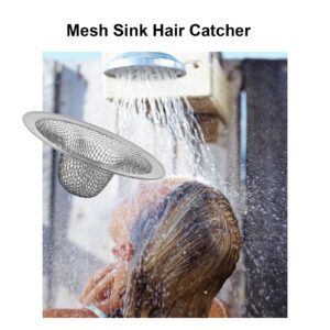 6-Pack Bathroom Mesh Sink Drain Strainer - 2.12" Top / 1" Small Stainless Steel Hair Basket Catcher for Bathroom Sink, Lavatory, Balcony, Utility, RV, Floor Drain