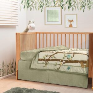 Bedward 100% Cotton (Excluding Quilt Filling) 3 Piece Baby, Toddler Crib Bedding Set ; Includes Fitted Sheet, Bed Skirt and Comforter Quilt for Nursery (Woodland Forest)