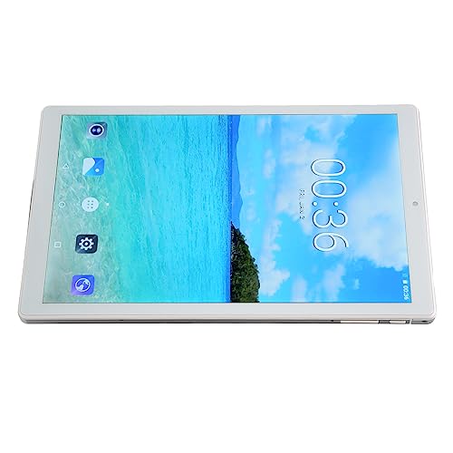 FOLOSAFENAR HD Tablet, Support 4G Calling US Plug 100‑240V 6GB RAM 128GB ROM 10.1in HD Tablet 6000mAh for Studying for Working (Silver)