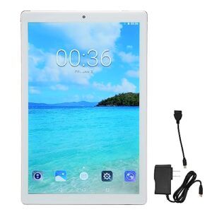 FOLOSAFENAR HD Tablet, Support 4G Calling US Plug 100‑240V 6GB RAM 128GB ROM 10.1in HD Tablet 6000mAh for Studying for Working (Silver)