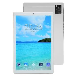 FOLOSAFENAR HD Tablet, Support 4G Calling US Plug 100‑240V 6GB RAM 128GB ROM 10.1in HD Tablet 6000mAh for Studying for Working (Silver)