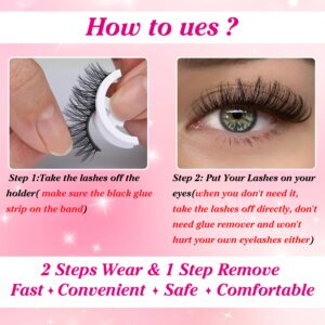 Self Adhesive Eyelashes 3 Styles False Lashes Natural Look Wispy Cat Eye Fake Eyelashes Reusable Adhesive Natural Lashes