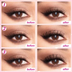 Self Adhesive Eyelashes 3 Styles False Lashes Natural Look Wispy Cat Eye Fake Eyelashes Reusable Adhesive Natural Lashes