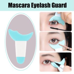 3 Pcs All In One Eyeliner Stencils Silicone Winged Tip Eyeliner Aid Mascara Shield Applicator Guard Pads Eyebrow Pencil Stencil Multifunctional Eye Makeup Tool (Blue)