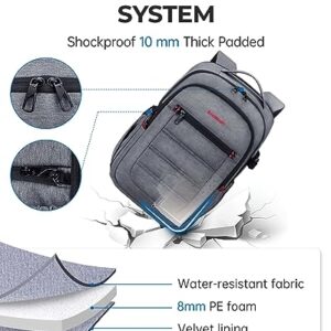 BAGSMART Camera Backpack, Expandable DSLR SLR Camera Bags for Photographers, Waterproof Photography Travel Backpack with 15.6" Laptop Compartment &Tripod Holder, Grey