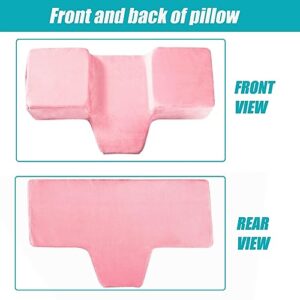 Beauty Salon Eyelash Extension Pillow Memory Foam Lash Pillow with Velvet Pillowcase Ergonomic Curve Improve Cervical Pillows for Neck Pain(Pink)