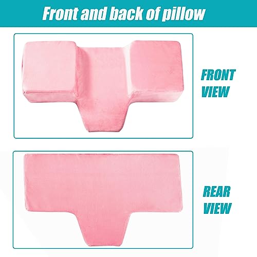 Beauty Salon Eyelash Extension Pillow Memory Foam Lash Pillow with Velvet Pillowcase Ergonomic Curve Improve Cervical Pillows for Neck Pain(Pink)