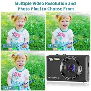 1080P Digital Camera for Kids Teens Boys Girls Adults,44MP Kids Camera with 32GB SD Card, Digital Camera with 16X Digital Zoom