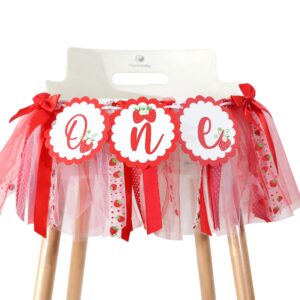 strawberry 1st birthday high chair banner - berry sweet party strawberry girl first birthday decorations,strawberry one banner,girls first birthday (strawberry banner)