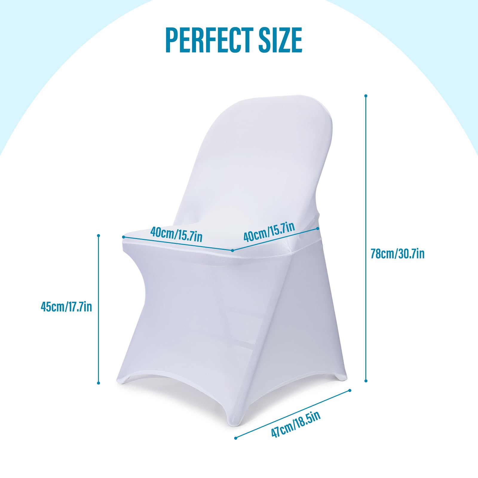 LEBENGURU 30PCS Spandex Folding Chair Covers, Upgraded Stretch Elastic Fitted Chair Cover Protector for Wedding, Holidays, Banquet, Party, Celebration (White)