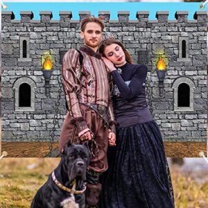 Tranqun Medieval Party Decorations Medieval Castle Backdrop Knight Decorations Castle Wall Backdrop Keepers of The Kingdom Decorations for Medieval Themed Party Supplies(6.5 x 9.2 ft)