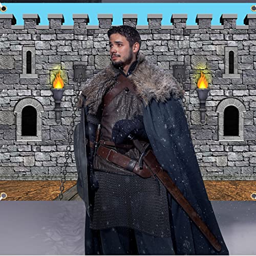 Tranqun Medieval Party Decorations Medieval Castle Backdrop Knight Decorations Castle Wall Backdrop Keepers of The Kingdom Decorations for Medieval Themed Party Supplies(6.5 x 9.2 ft)