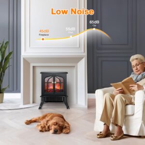 Airchoice Electric Fireplace Heater, Infrared Space Heater with 3s Fast Heating, 1500W 750W 2 Modes, 3D Flame Effect, Overheat Protection, Upgraded 3 Sides Wider View, Quiet Freestanding Stove