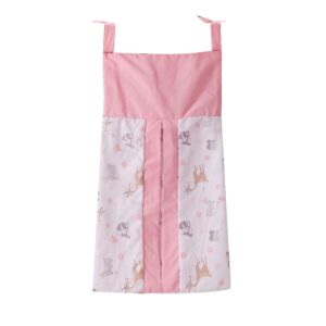 cribmate pink woodland nursery diaper stacker for girls deer fox baby girl diaper organizer (pink)