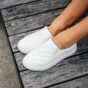 STQ White Sneakers for Women Slip On Tennis Shoes Comfortable Lightweight Nursing Shoes Fashion Sneakers for Teacher White Floral Size 8.5