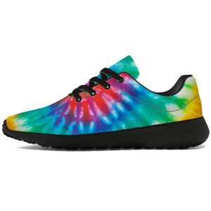 Mens Womens Tie Dye Shoes Running Shoes Walking Tennis Sneakers Spiral Rainbow Tie Dye Shoes Gifts for Boy Girl,Size 10.5 Men/12 Women Black