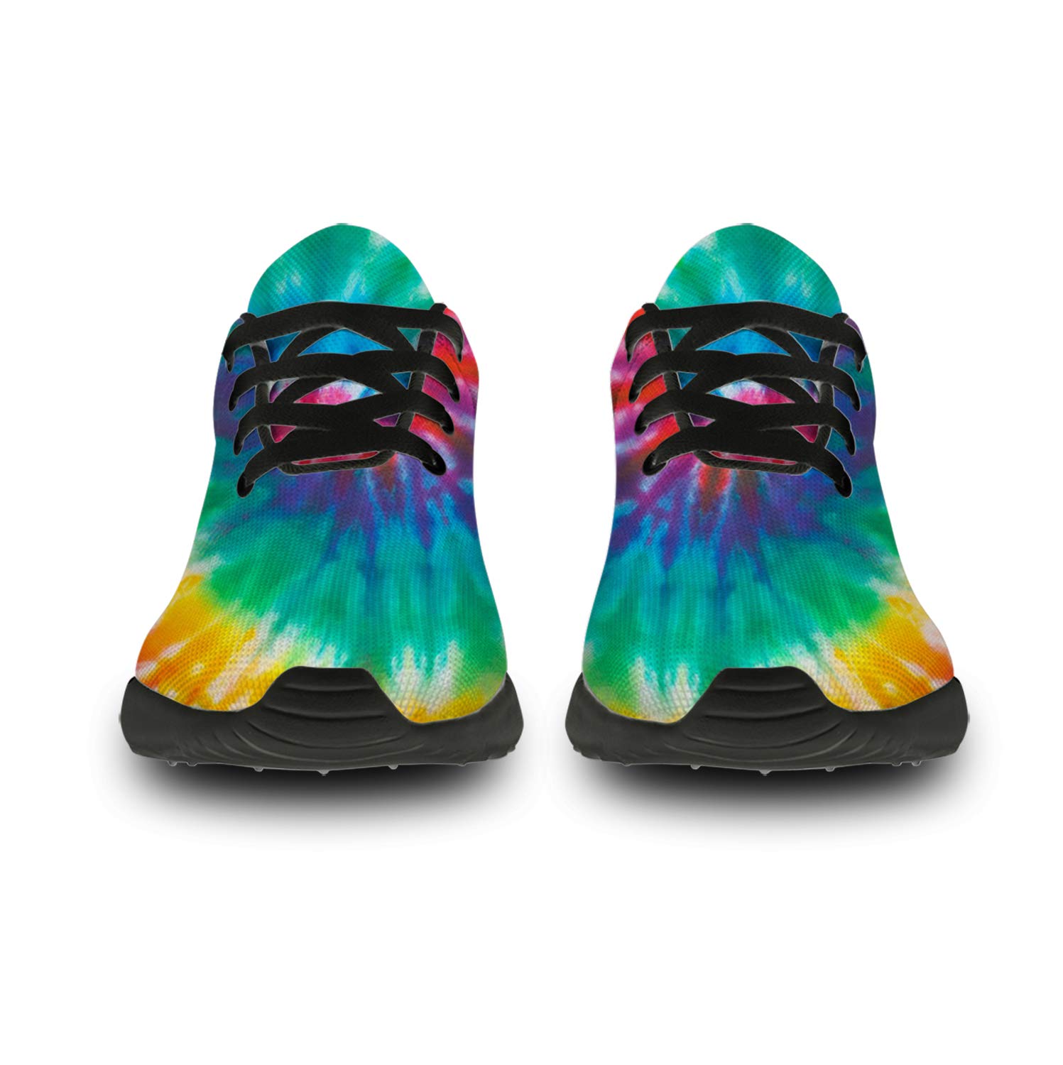 Mens Womens Tie Dye Shoes Running Shoes Walking Tennis Sneakers Spiral Rainbow Tie Dye Shoes Gifts for Boy Girl,Size 10.5 Men/12 Women Black