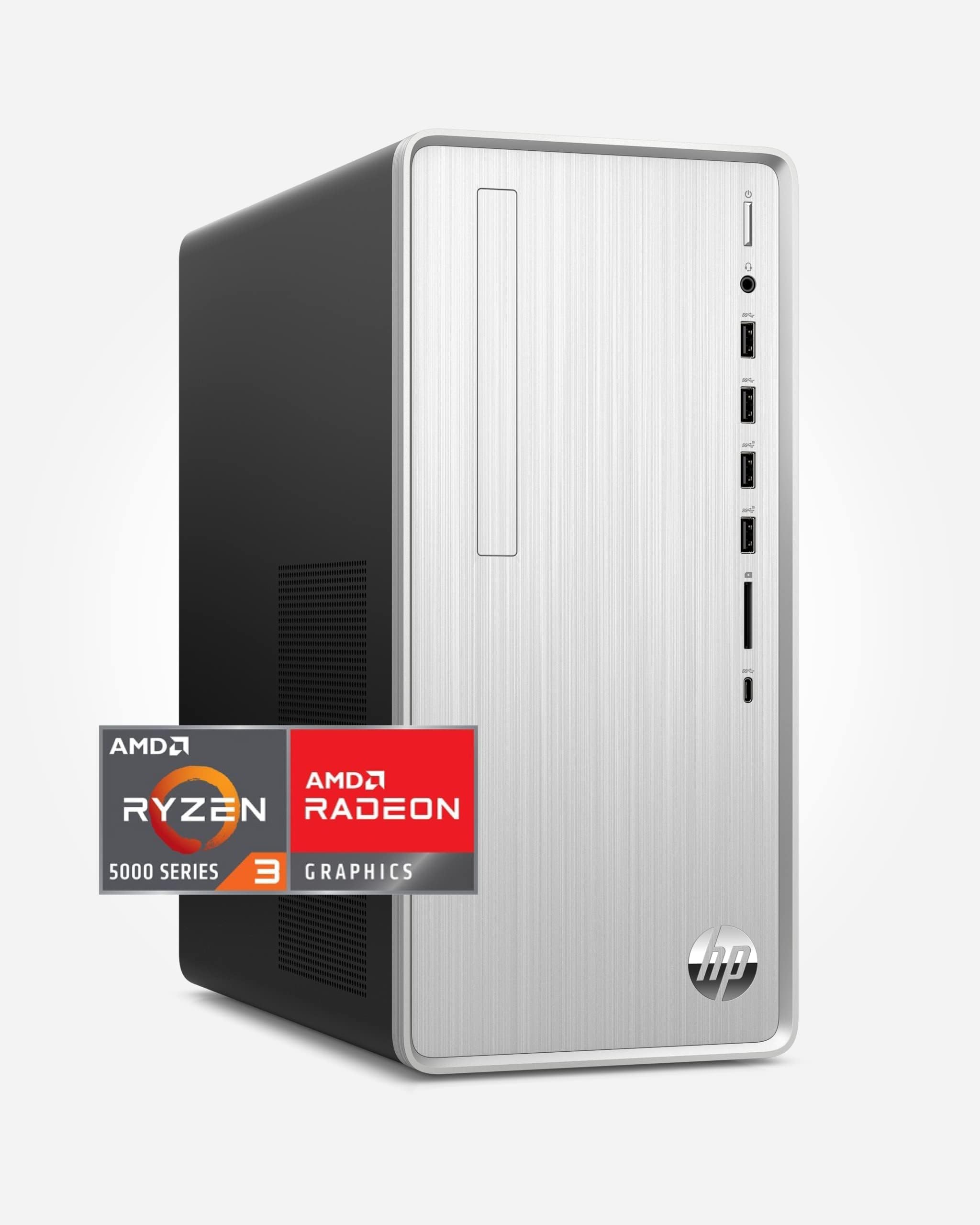 HP 2023 Newest Pavilion Desktop PC, AMD Ryzen 3 5300G Processor (up to 4.2GHz), 8GB RAM, 256GB SSD, 1TB HDD, AMD Radeon Graphics, Wired Mouse and Keyboard, USB Type-A&C, Wi-Fi, Bluetooth, Windows 11