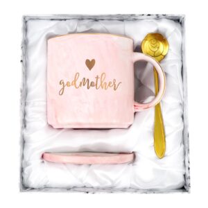 yhrjwn - godmother gift, godmother coffee mug, godmother gifts from godchild, birthday christmas godmother gifts for women, godmother proposal gifts, pink marble mug 12 oz with gift box