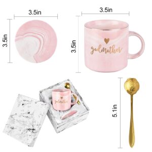 YHRJWN - Godmother Gift, Godmother Coffee Mug, Godmother Gifts from Godchild, Birthday Christmas Godmother Gifts for Women, Godmother Proposal Gifts, Pink Marble Mug 12 Oz with Gift Box