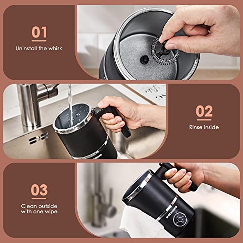 REDMOND Milk Frother, Electric Milk Frother for Coffee, 10.1oz/300ml Large Capacity, Hot/Cold Foam and Hot Chocolate Maker, 4-in-1 Functions, Milk Steamer for Latte, Cappuccino, Macchiato, Hot Milk