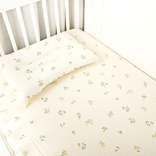 Muslin Crib Sheets 2 Pack for Girl and Boy, Breathable and Comfortable, Baby Crib Sheet Neutral, Fitted Crib Mattress & Toddler Bed Mattress 52 "X28