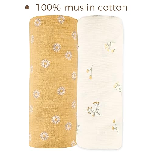 Muslin Crib Sheets 2 Pack for Girl and Boy, Breathable and Comfortable, Baby Crib Sheet Neutral, Fitted Crib Mattress & Toddler Bed Mattress 52 "X28