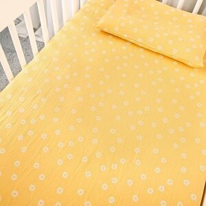 Muslin Crib Sheets 2 Pack for Girl and Boy, Breathable and Comfortable, Baby Crib Sheet Neutral, Fitted Crib Mattress & Toddler Bed Mattress 52 "X28