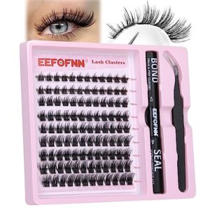 diy lash extension kit natural lash clusters fluffy eyelash extension kit individual lashes bond and seal wispy eyelash clusters with bond and seal lash applicator tool diy at home by eefofnn