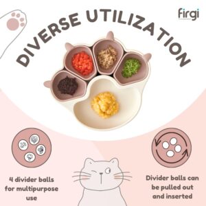 Firgi MEOW MEOW Taupe Brown Kids Divided Suction Plates for Baby with Toddler Non-Slip Design Plates Baby Led Weaning Supplies BPA Free Unbreakable Food Grade Silicone Tray Korea Made