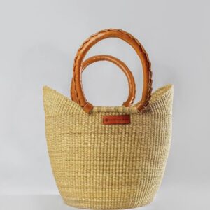 Summer Tote Basket Bag Market Basket African Basket Bag African U Shopper Bolga Basket Real Leather Handles