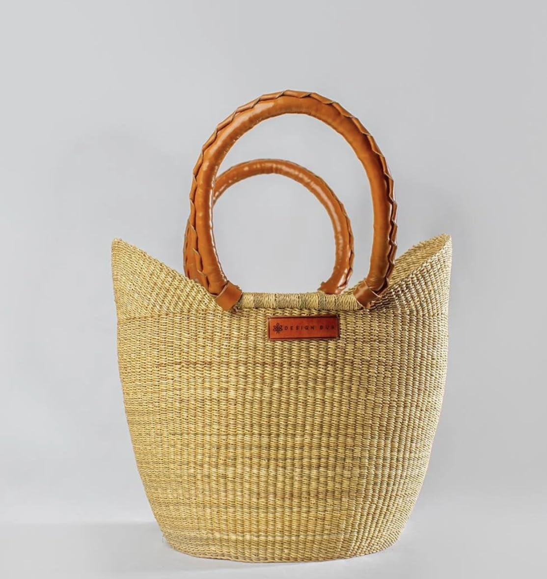 Summer Tote Basket Bag Market Basket African Basket Bag African U Shopper Bolga Basket Real Leather Handles