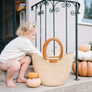 Summer Tote Basket Bag Market Basket African Basket Bag African U Shopper Bolga Basket Real Leather Handles