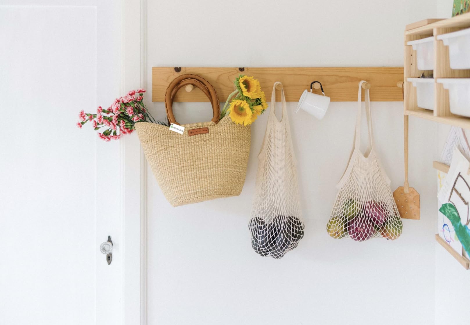 Summer Tote Basket Bag Market Basket African Basket Bag African U Shopper Bolga Basket Real Leather Handles