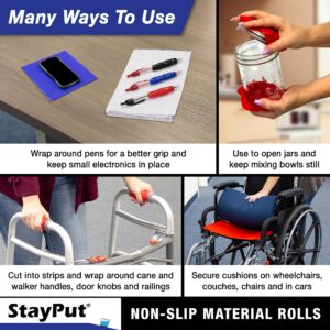 Stay Put Non-Slip Material Roll - 16" x 1 yd Black, Cut to Size Grip Liner for Daily Living Aid for Tabletop, Drawer, Crafts, Durable Skid Free Surfaces