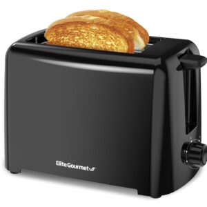 Elite Gourmet ECT1027B Cool Touch Toaster with 6 Temperature Settings & Extra Wide 1.25" Slots for Bagels, Waffles, Specialty Breads, Puff Pastry, Snacks, ETL Certified, 2 Slices, Black