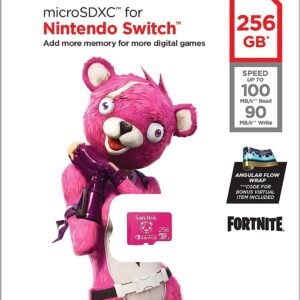 SanDisk Fortnite Edition 256GB MicroSDXC UHS-I Memory Card Works with Nintendo Switch, Switch OLED, Switch Lite (SDSQXAO-256G-GN6ZG) Bundle with (1) Everything But Stromboli MicroSD & SD Card Reader