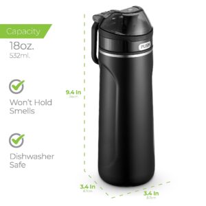 SipX™ Triple-Insulated Stainless Steel Water Bottle - 18oz. With Straw Lid, BPA-Free Reusable Insulated Water Bottle Keeps Cold For 12 Hours, Metal Water Bottle Made Of Sustainable Material For Hiking