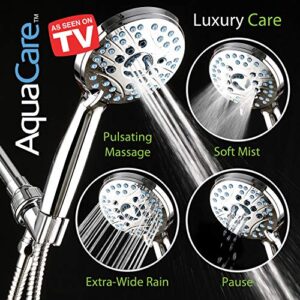 AquaCare Retail Pack High Pressure 8-setting Handheld Shower Head - Built-in Power Wash to Clean Tub, Tile & Pets, Overhead & Wall Brackets, Pure-Clean Nozzles, Extra-long 6 ft. Stainless Steel Hose